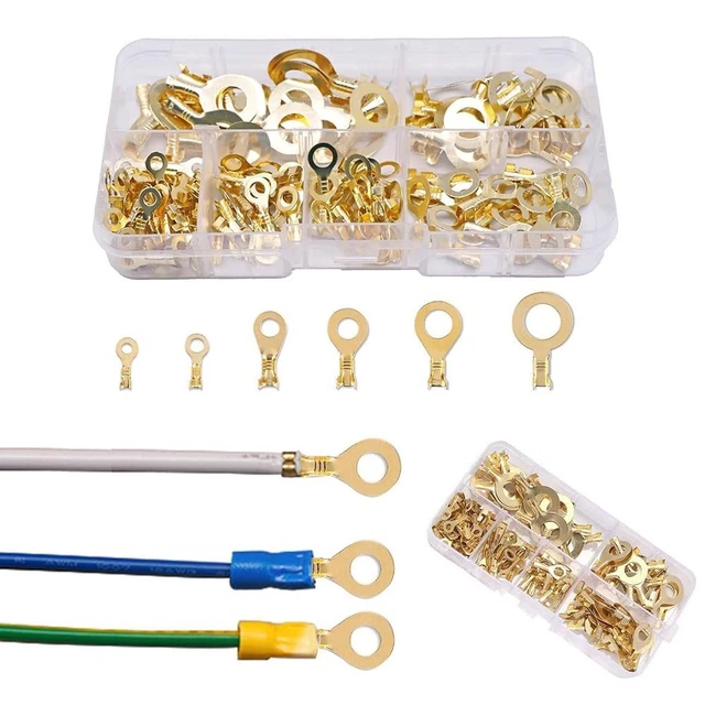 GOLD TERMINAL BLOCK Brass O-type Ground Lugs Terminal Wiring Nose Cable ...