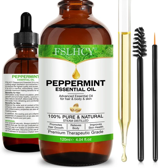 PEPPERMINT ESSENTIAL OIL 120ML Pure 120 ml (Pack of 1), Amber £10.49 ...