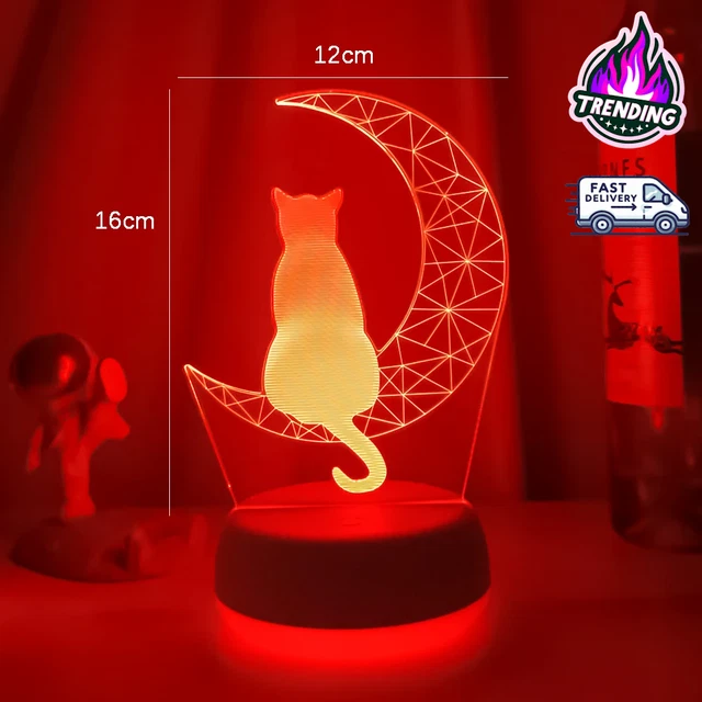 CAT DESK LAMP Colour Bedside Night Study Table Book Reading Light ...