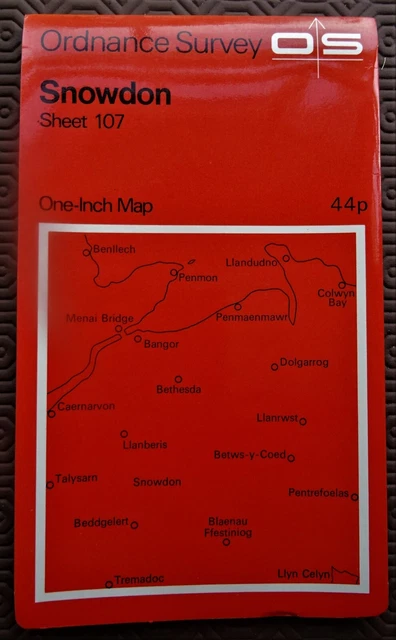 VINTAGE ORDNANCE SURVEY 7th Series Snowdon Sheet 107 One Inch Map £3.40 ...