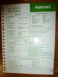 AD3152S - FICHE Technique Massey ferguson - Perkins EUR 2,00 - PicClick FR