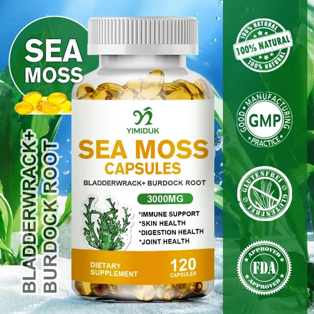 ORGANIC SEA MOSS Capsule 3000mg Supports Thyroid Health Anti-aging ...