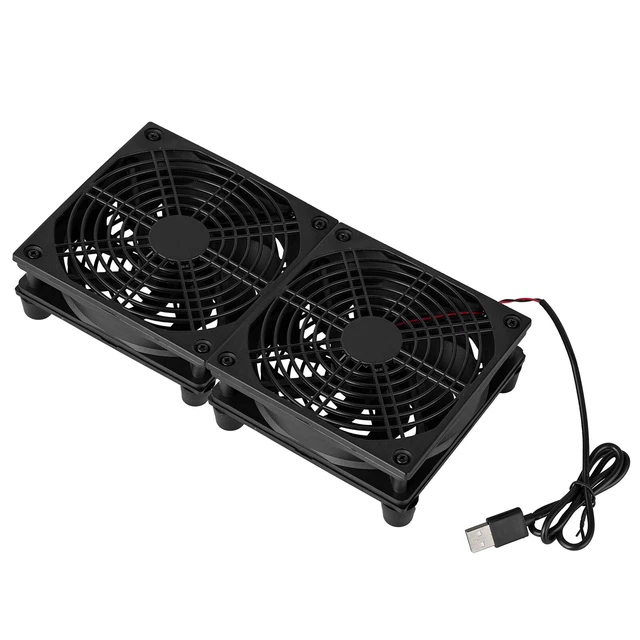 USB COOLING STAND Dual 120mm Fan 1200RPM Router Modem PC Docking Silent ...