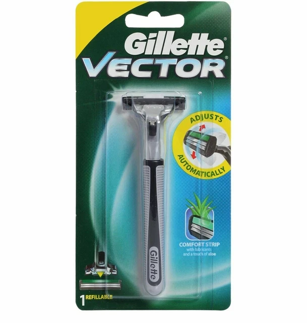 GILLETTE VECTOR PARA Atra Plus Hoja de Afeitar Recarga Cartucho Mango ...