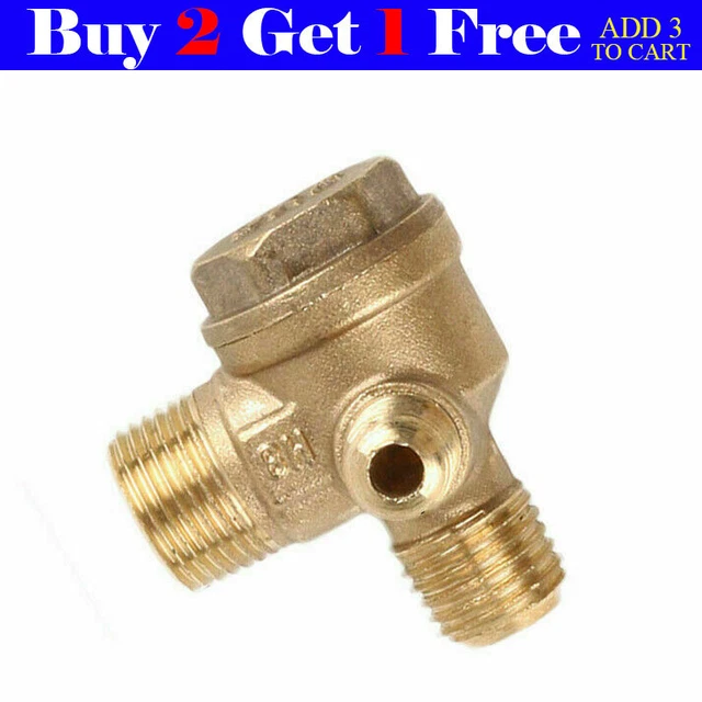 3-WAY AIR COMPRESSOR Non-Return Check Cut-Off Valves Brass 10x14x16mm ...