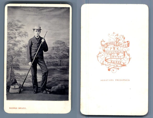 GEORGE BRUCE, DUNSE. A man posing with his CDV fishing rod. vintage ...