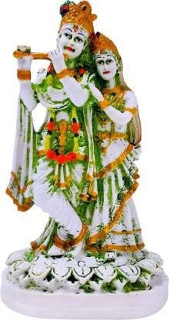 INDIAN TRADITIONAL RESIN Lord Radha Krishna Statue Color Green 1 Piece ...