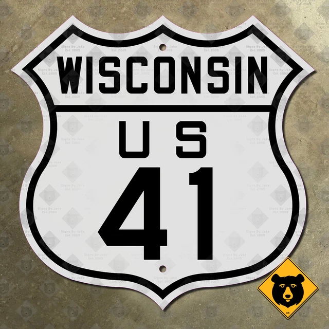 WISCONSIN US ROUTE 41 highway marker 1926 road sign Pleasant Prairie ...