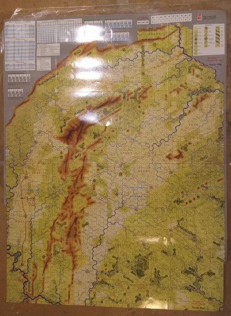 AVALON HILL - Laminated map sheets from Roads to Gettysburg boardgame ...