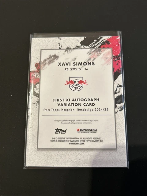 TOPPS INCEPTION BUNDESLIGA 2025 Xavi Simons 75/75 Autograph RB Leipzig ...