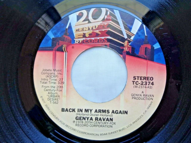 GENYA RAVAN : Back In My Arms Again avec étiquette Do It Just For Me ...