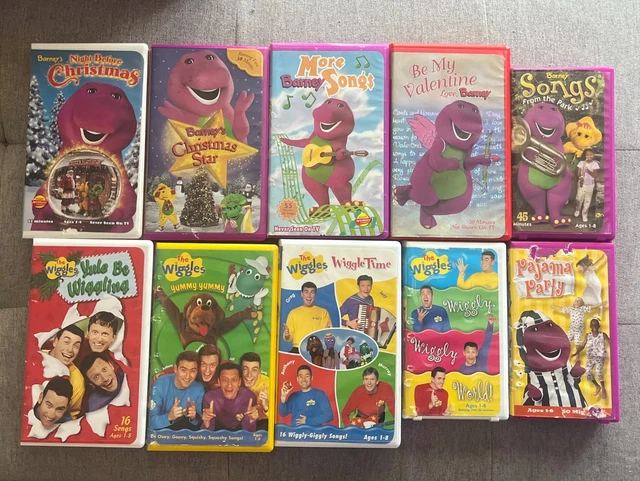 Vhs Lot 10 The Wiggles And Barney Pajama Party Christmas Valentines