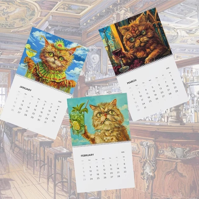2025 WALL CALENDARS, Funny Drunk Cats Calendar 2025 for Cat Lover UK £8 ...