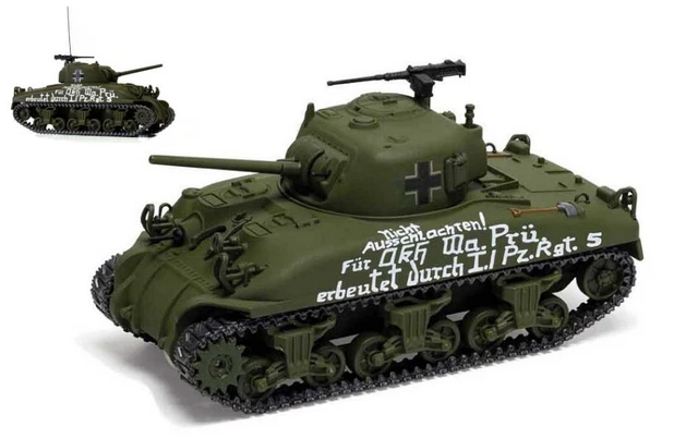 DIECAST M4A1 SHERMAN Beutepanzer Trophy Tank Static Military Model 1:50 ...