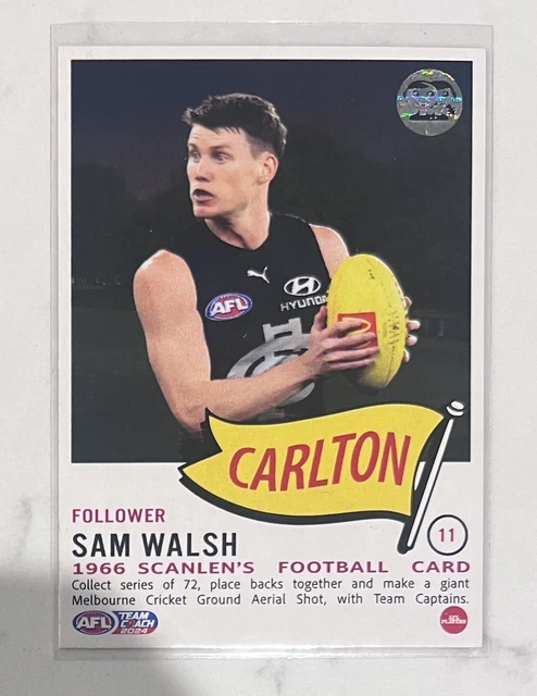 2024 AFL TEAMCOACH RETRO Scanlens - Sam Walsh - Carlton Blues #11 1:432 ...