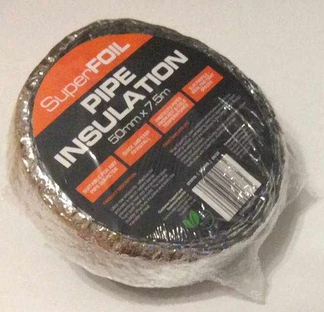 SUPERFOIL PIPE INSULATION Reflective Bubble Foil Pipe Lagging Wrap 50 x ...