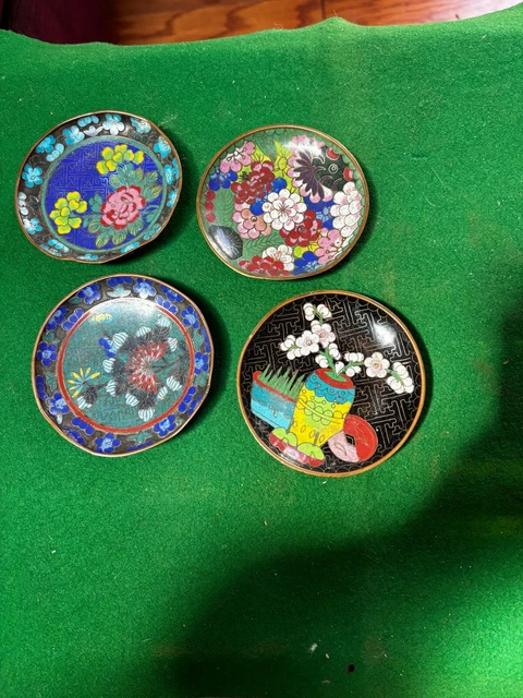 ANTIQUE CHINESE CLOISONNÉ enamel small pin dishes - Floral and ...