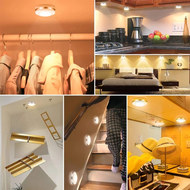 BAWOO UNDER CABINET Lights Wireless LED Puck Lights Remote Control ...