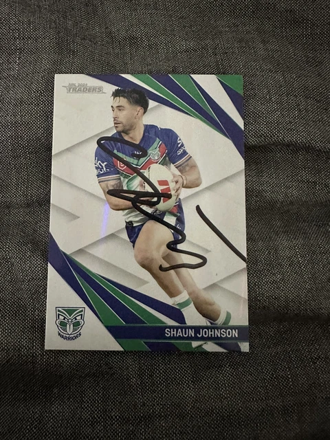SIGNED SHAUN JOHNSON New Zealand Warriors 2024 NRL Traders Parallel ...