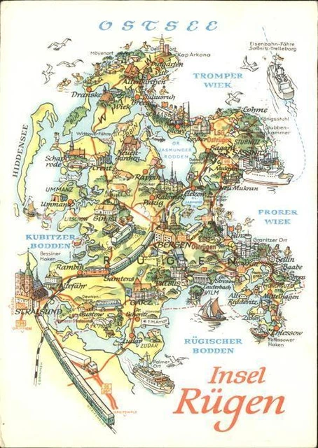 72033875 ISLAND RUEGEN overview map sights Ruegen $4.65 - PicClick
