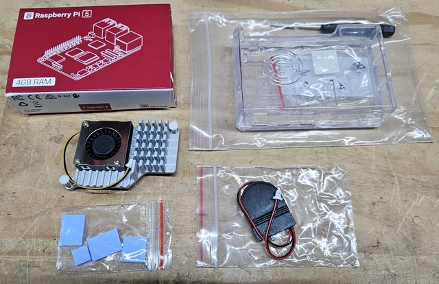 RASPBERRY PI 5 (4GB) SBC with case, heatsink/fan, RTC battery (#2) $160 ...