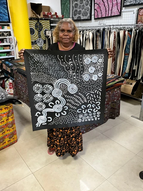 SHARON BUTCHER ABORIGINAL Artist Painting WOMEN CEREMONY GOANNA ...