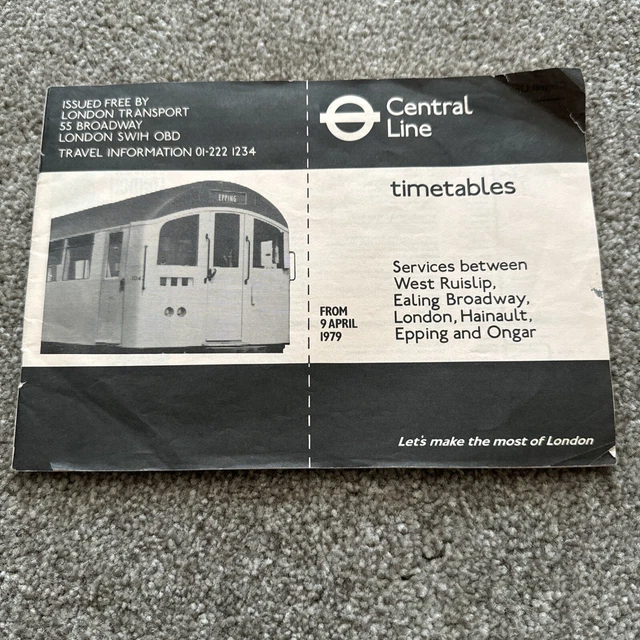 LONDON TRANSPORT CENTRAL Line Timetable From April 1979 £9.99 - PicClick UK