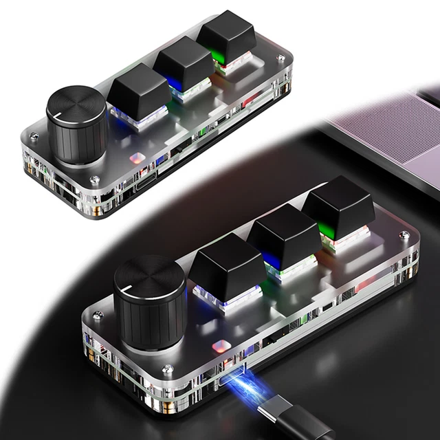 MINI MECHANICAL KEYBOARD BT Shortcut Macro Programmable Keypad(Black 2 ...