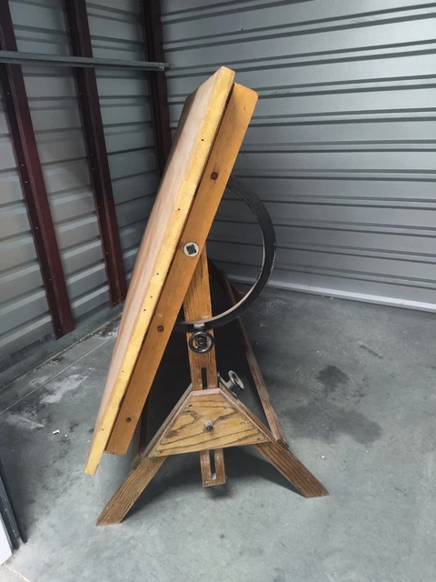 ANTIQUE 1930S POST Industrial Wood and Cast Iron Drafting Table ...