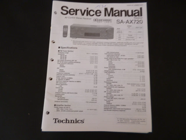 ORIGINAL SERVICE MANUAL Schaltplan Technics SA-AX720 EUR 12,50 - PicClick DE