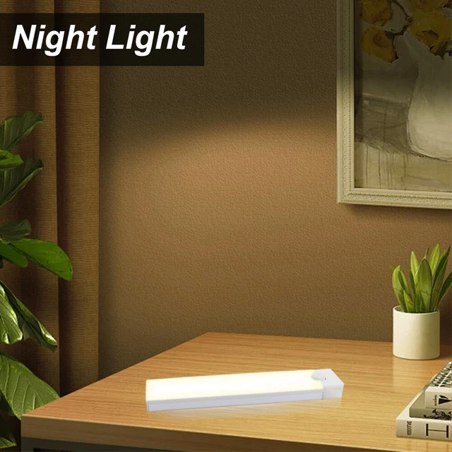 10CM STRIP WARM Light LED PIR Motion Sensor Rechargeable Cabinet Closet ...