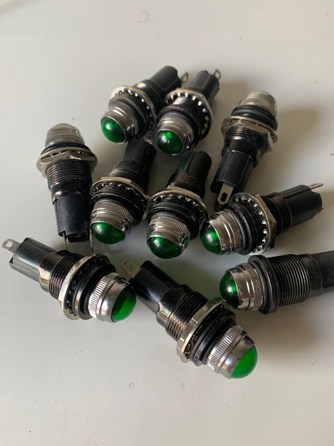 DASH WARNING LIGHT Green Signal Hot Rod Rat Rod Industrial 5/8 12V X 10 ...