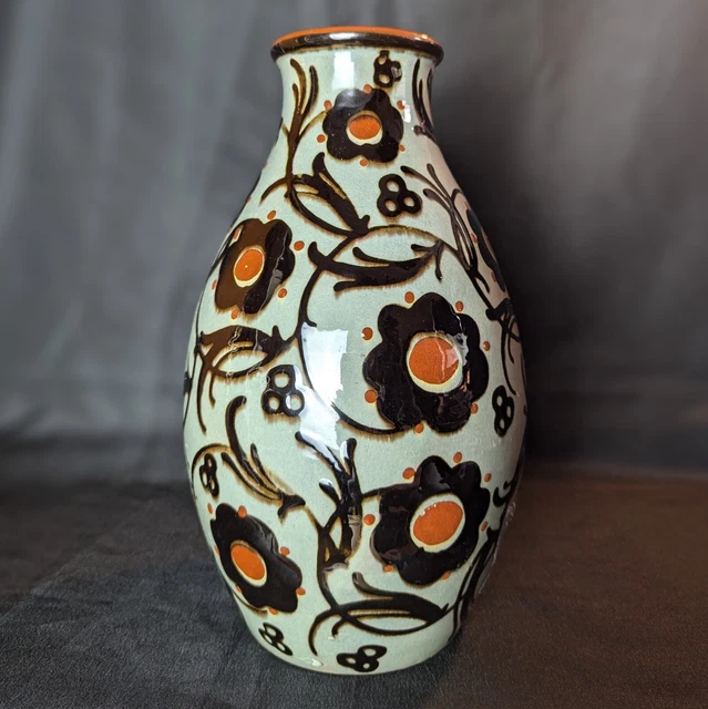 VASE ANCIEN KARLSRUHE Majolika Alfred Kusche Floral EUR 300,00 ...
