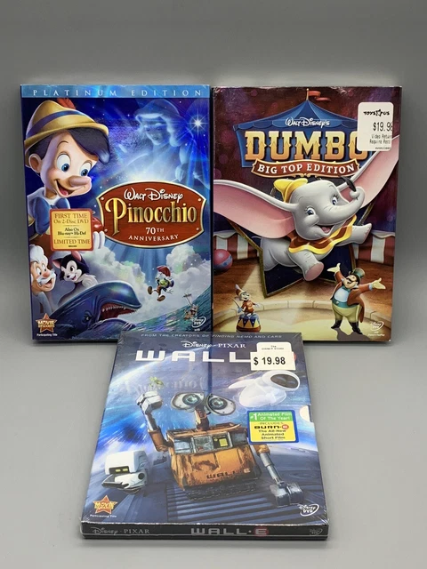 WALT DISNEY PINOCCHIO, Dumbo und Wall E DVD 3 SET BRANDNEU VERSIEGELT ...