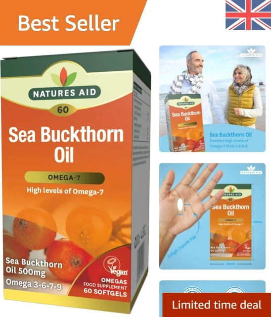 100% PURE OMEGA-7 Sea Buckthorn Oil 500mg, 60 Vegetarian Softgels £24. ...