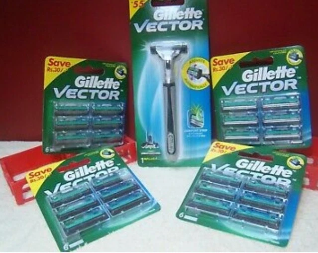 GILLETTE VECTOR RAZOR 1 Razor & 15 Cartouches Lames Compatible Avec ...