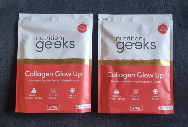 2 X Nutrition Geeks Collagen Glow Up Powder 14000mg, 420g, 30 Servings ...