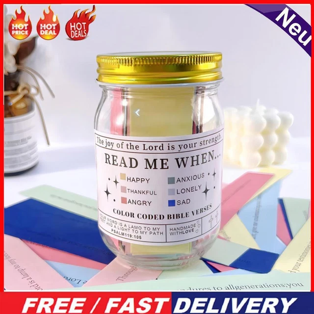 BIBLE VERSE JAR Scripture Jar 60 Cards Blessings Jar for Emotions and ...