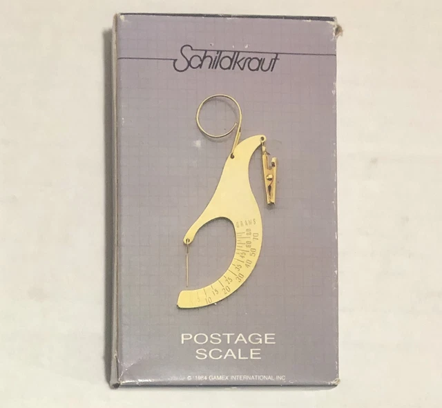 1984 GAMEX SCHILDKRAUT Postage Scale Gold electroplated leather travel ...