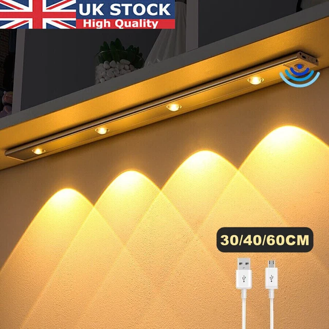 LED MOTION SENSOR Under Cabinet Closet Light Strip USB Rechargeable ...