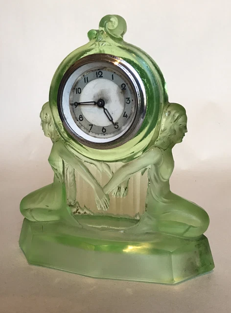 ART DECO WALTHER & Sohne ‘Windsor’ Uranium Glass Mantel Clock £107.00 ...