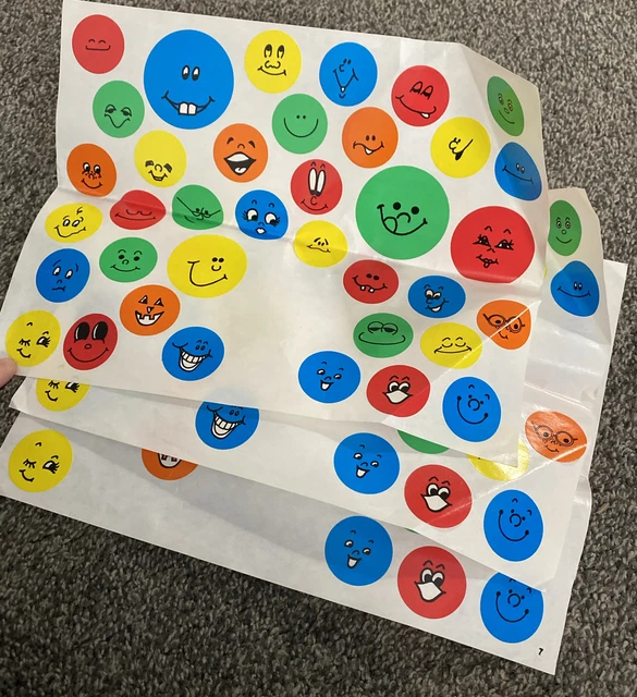 80'S VINTAGE STICKER Sheet Highlights For Children Smiley Faces ...