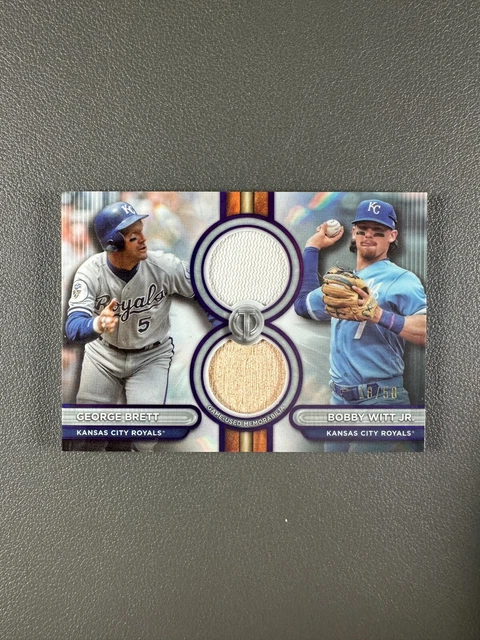 2024 TOPPS TRIBUTE GEORGE BRETT/BOBBY WITT JR. 16/50 Purple Dual Relic ...