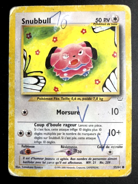 CARTE POKÉMON SNUBBULL 55/64 Wizards Neo Revelation FR (port groupé) EUR 1,15 - PicClick FR