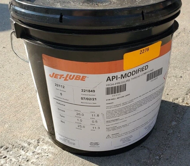 JET LUBE 22112 High Pressure Thread Compound 2 GAL 25 LB API RP5A3 ...