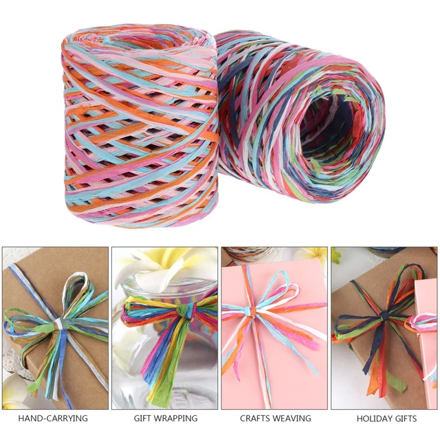2 ROLLS ASSORTED Color Paper Raffia Twine Rope for Gift Packing and ...