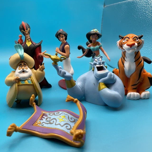DISNEY ALADDIN PVC Figures Lot (7) Jasmine Rajah Jafar Sultan Genie ...