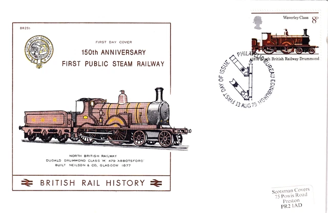 BRITISH RAIL HISTORY COVER - FIRST PUBLIC STEAM RAILWAY 150th ...