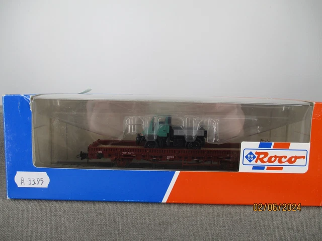 ROCO H0 47178 Güterwagen Rungenwagen mit Unimog der DB AG in OVP EUR 22 ...