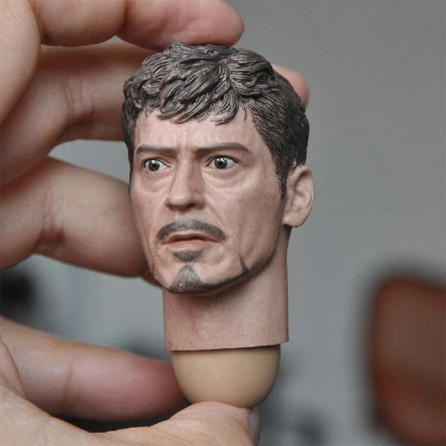 1:6 IRON MAN Tony Stark Head Sculpt Carved For 12inch Male Figure Body ...